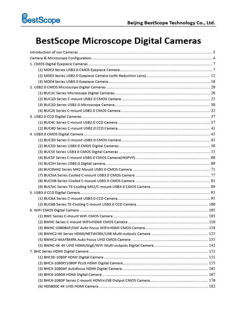 BestScope Microscope Cameras Overview | PDF | Camera | Digital Camera