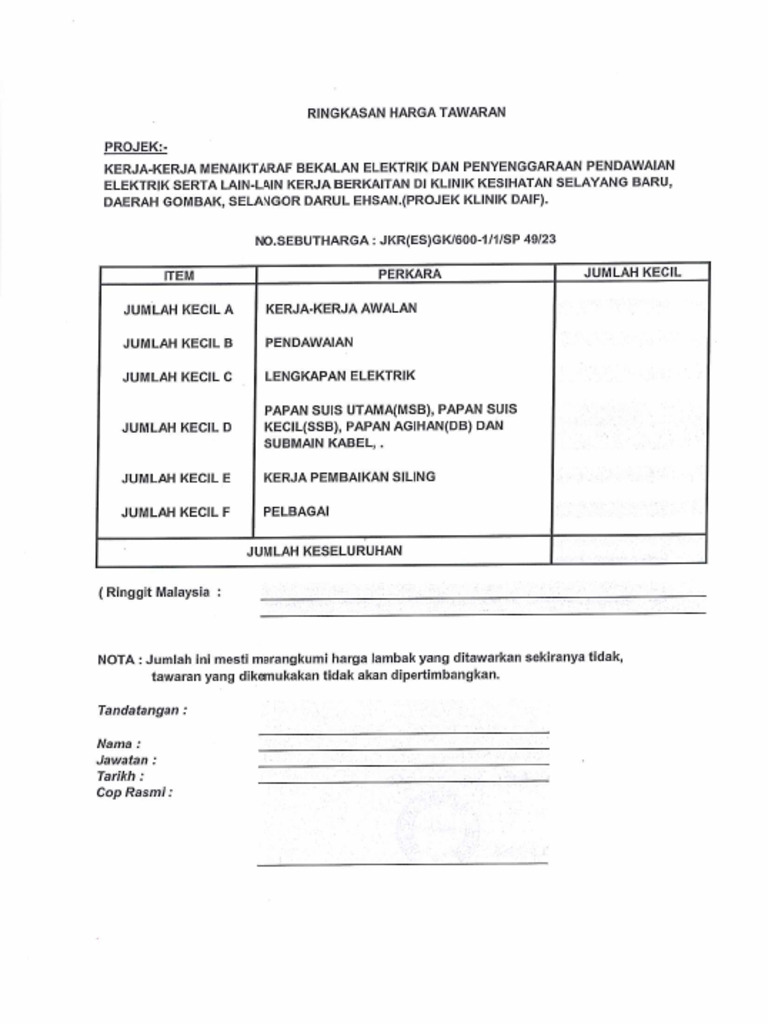 BQ JKR Klinik Daif | PDF