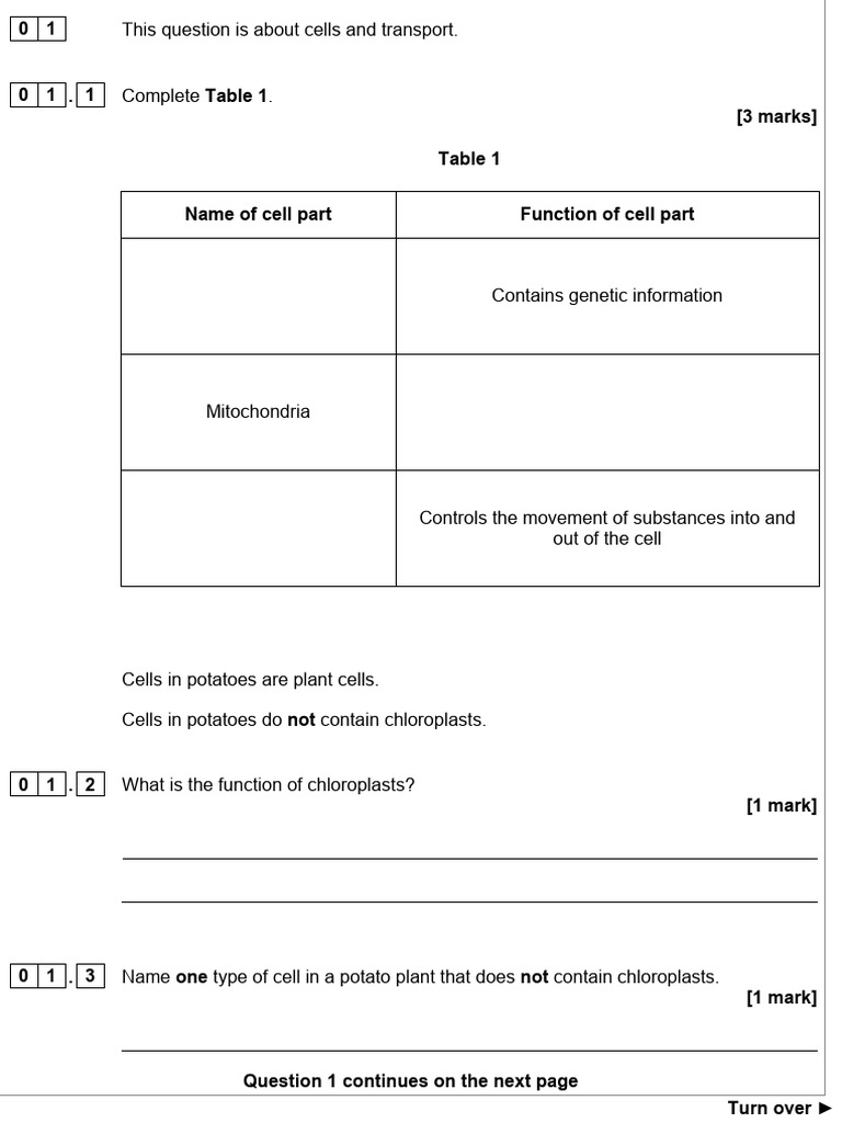 Do Not Write Outside The Box: IB/M/Jun22/8461/1H | PDF | Cell (Biology ...