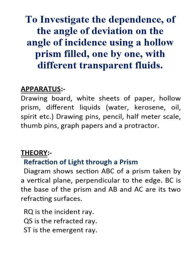 Physics Project | PDF | Refraction | Refractive Index