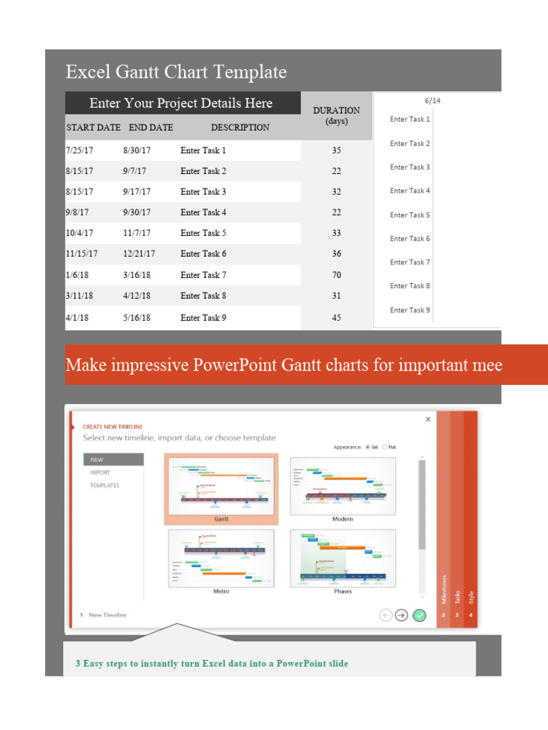 Excel Gantt Chart Template | PDF | Microsoft Power Point | Microsoft Excel