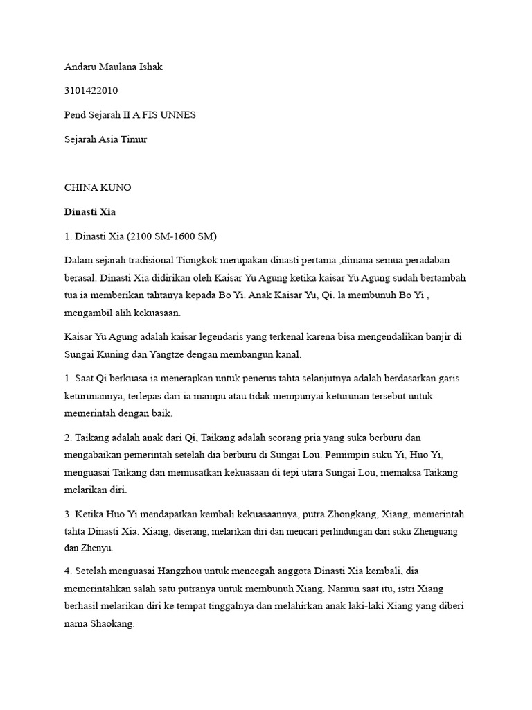 Peringkat Militer Dinasti Xia dan Shang | PDF