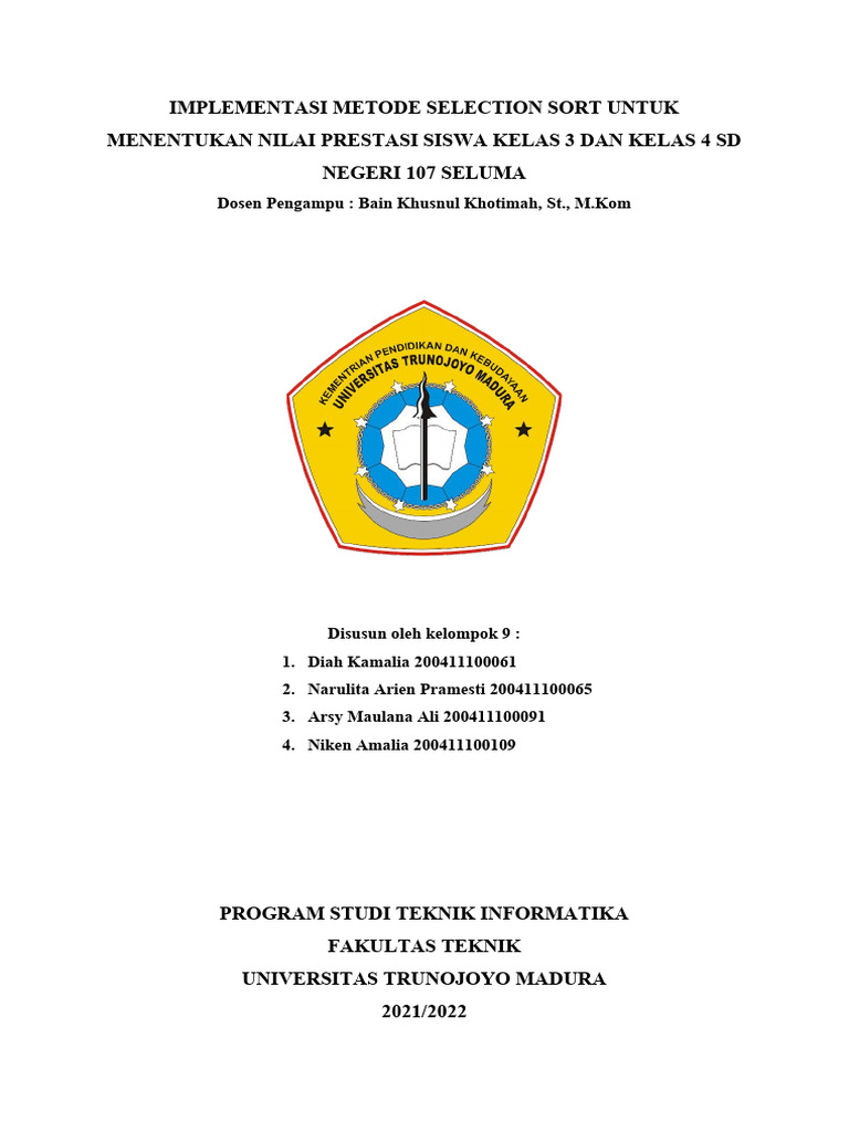 Implementasi Metode Selection Sort Untuk Menentukan Nilai Prestasi ...