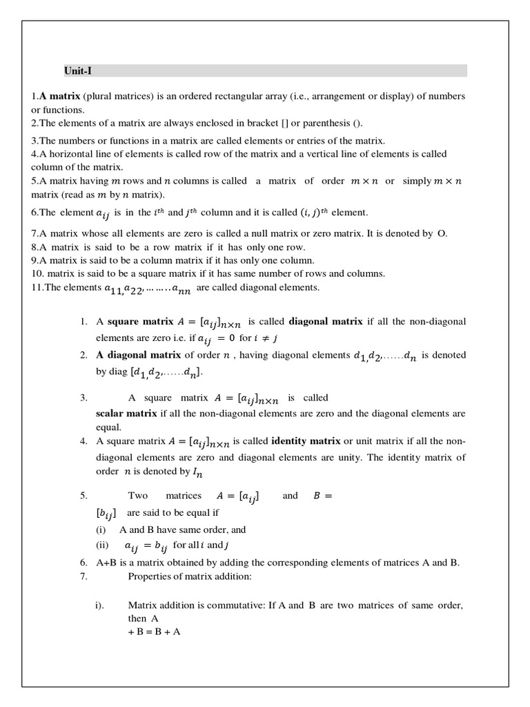 6th Sem Maths Unit 1 | PDF | Matrix (Mathematics) | System Of Linear Equations