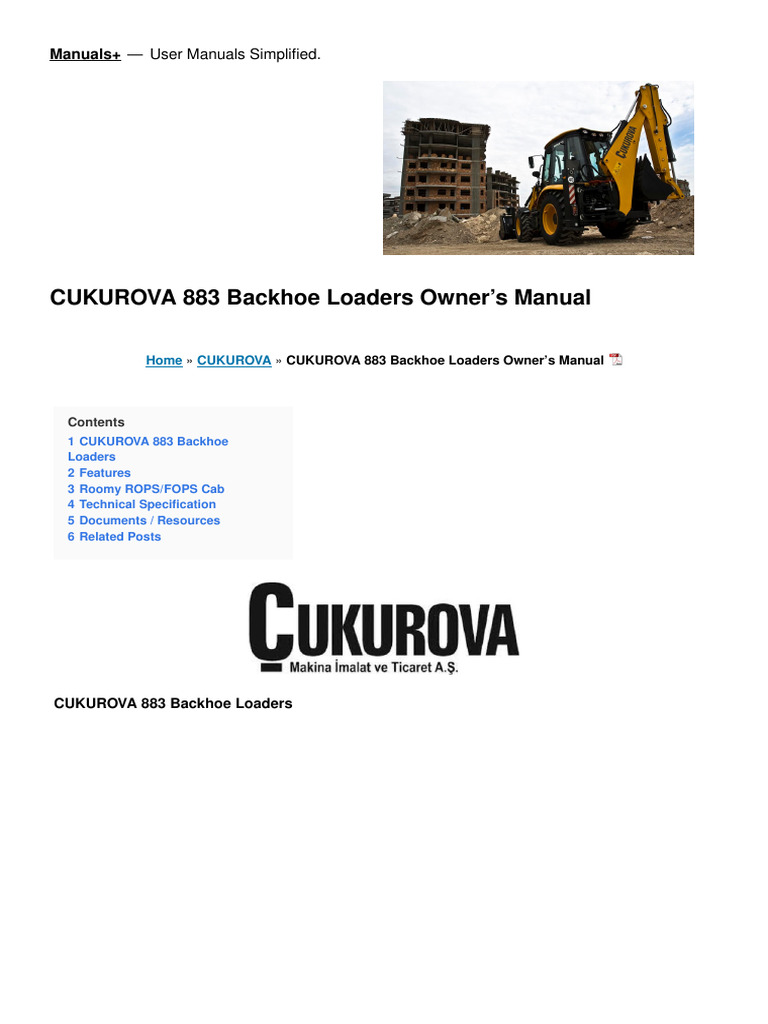 Manual de Retro CUKUROVA | PDF | Loader (Equipment) | Truck