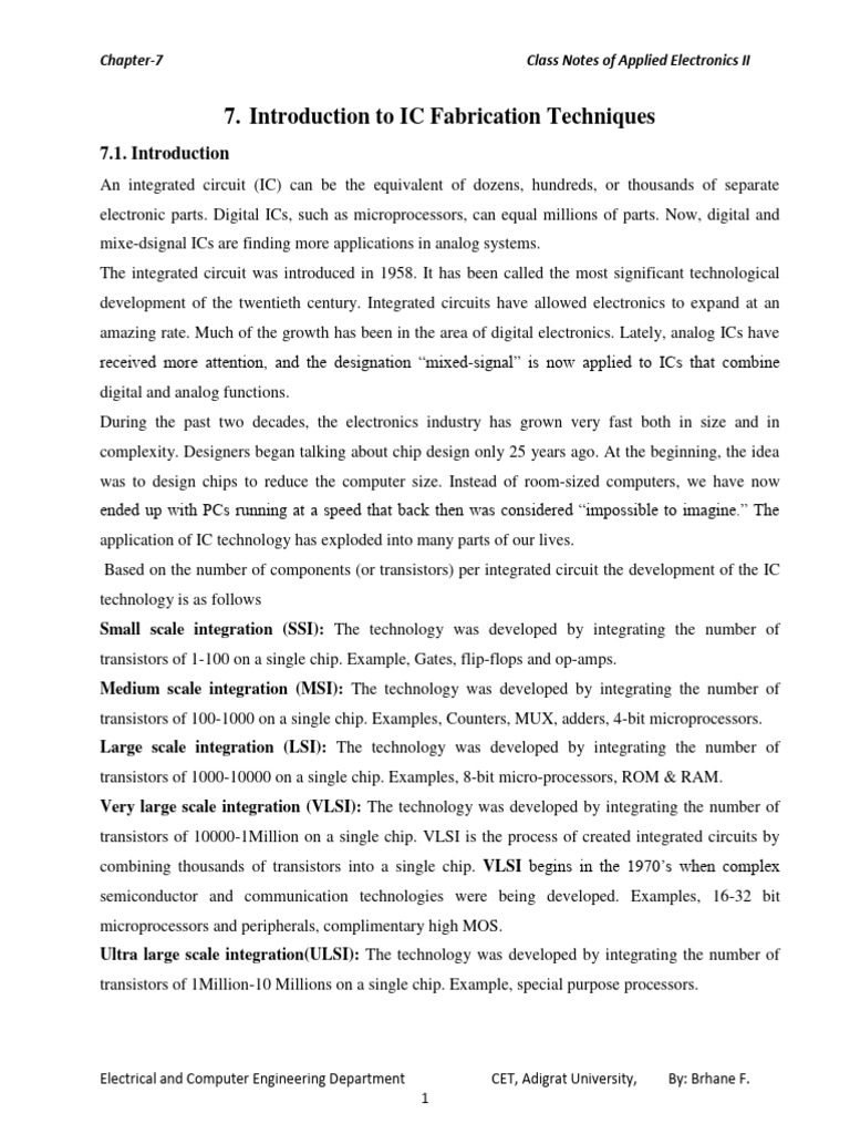 7. Introduction to IC Fabrication Techniques-1 | PDF | Integrated ...