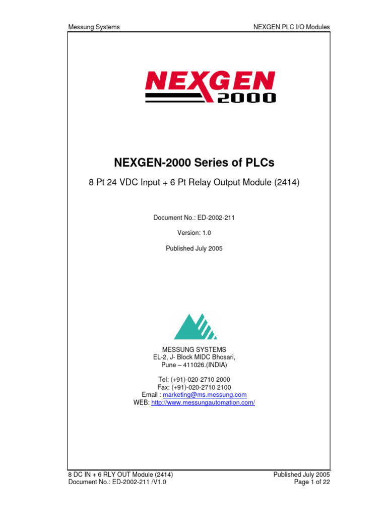 ED-2002-211 Nexgen-2000 8 DC IN 6 RO Module (2414) User Manu | PDF ...