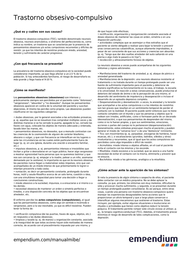 Manual sobre el TOC y su tratamiento | PDF | Desorden obsesivo compulsivo | Antidepresivo