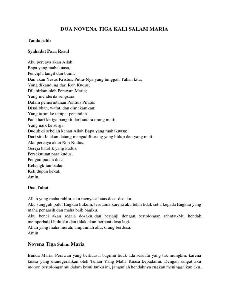 Doa Novena Tiga Kali Salam Maria | PDF | Kesehatan Holistik