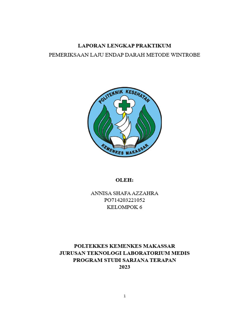 Laporan Praktikum LED Metode Wintrobe | PDF | Kesehatan Holistik ...