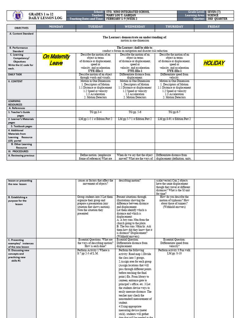Science 7 | PDF | Speed | Velocity