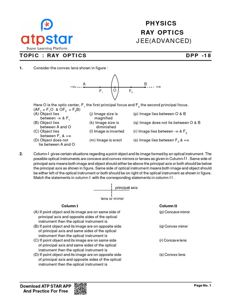Optics DPP 18-20210930115257177329 | PDF | Optics | Mirror