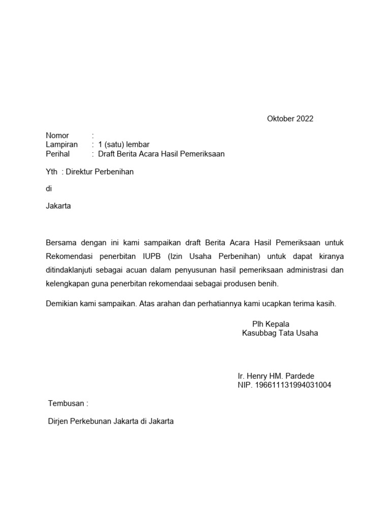 Surat Pengantar Bap | PDF