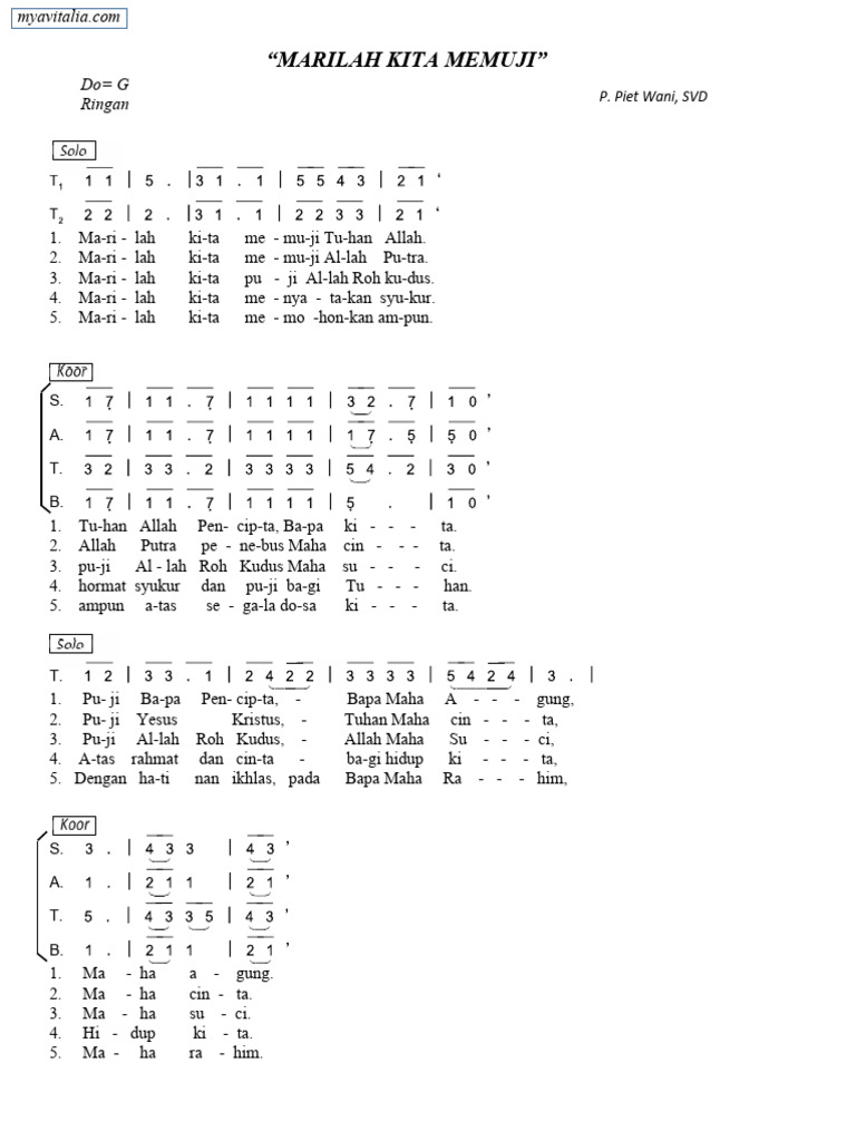 Marilah Kita Memuji - PIET WANI SVD | PDF