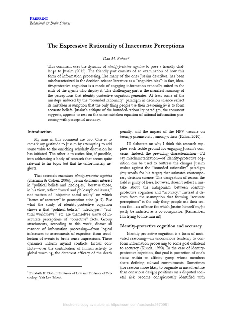 The Expressive Rationality of Inaccurate Perceptions | PDF ...