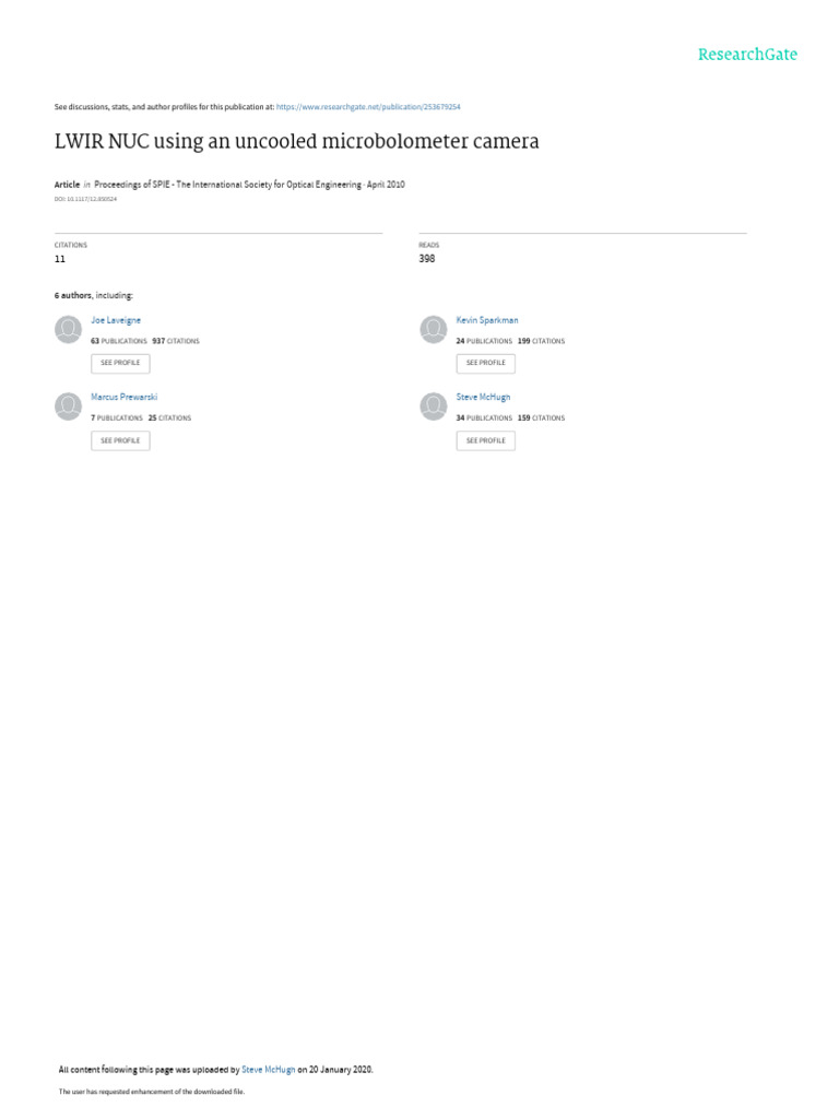 LWIR NUC Using An Uncooled Microbolometer Camera | PDF | Infrared | Pixel