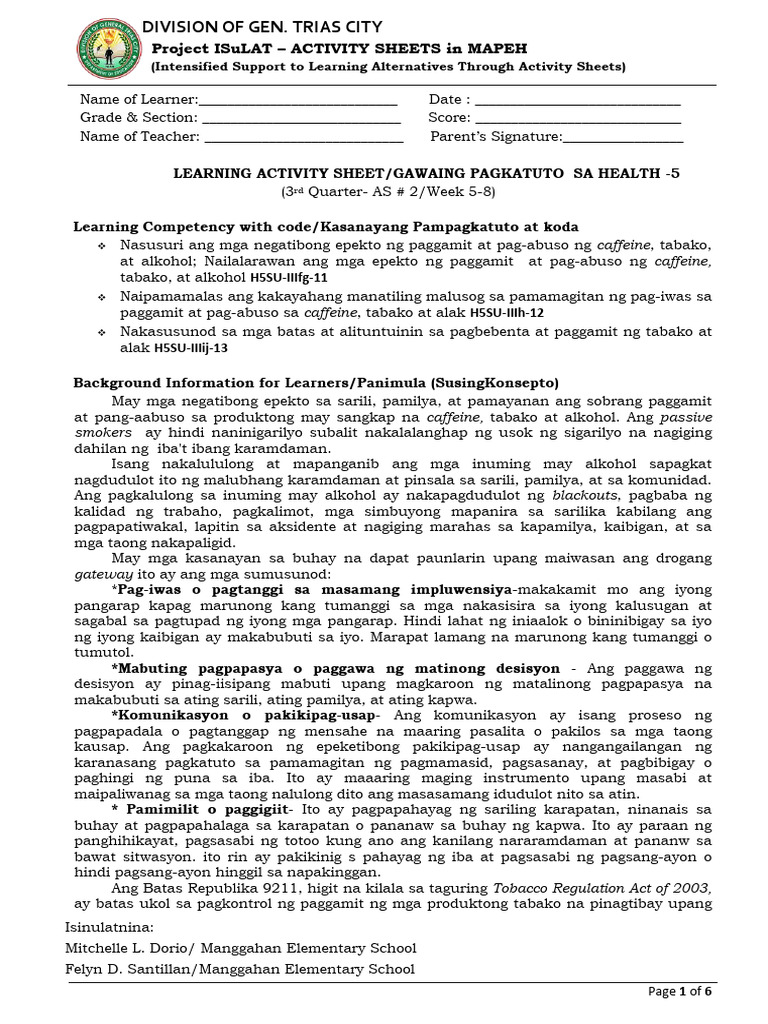 G5 Health As#2 | PDF