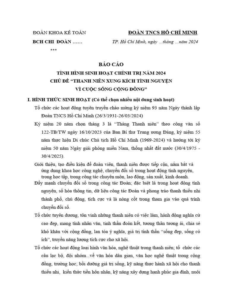 MẪU BÁO CÁO SHCT | PDF