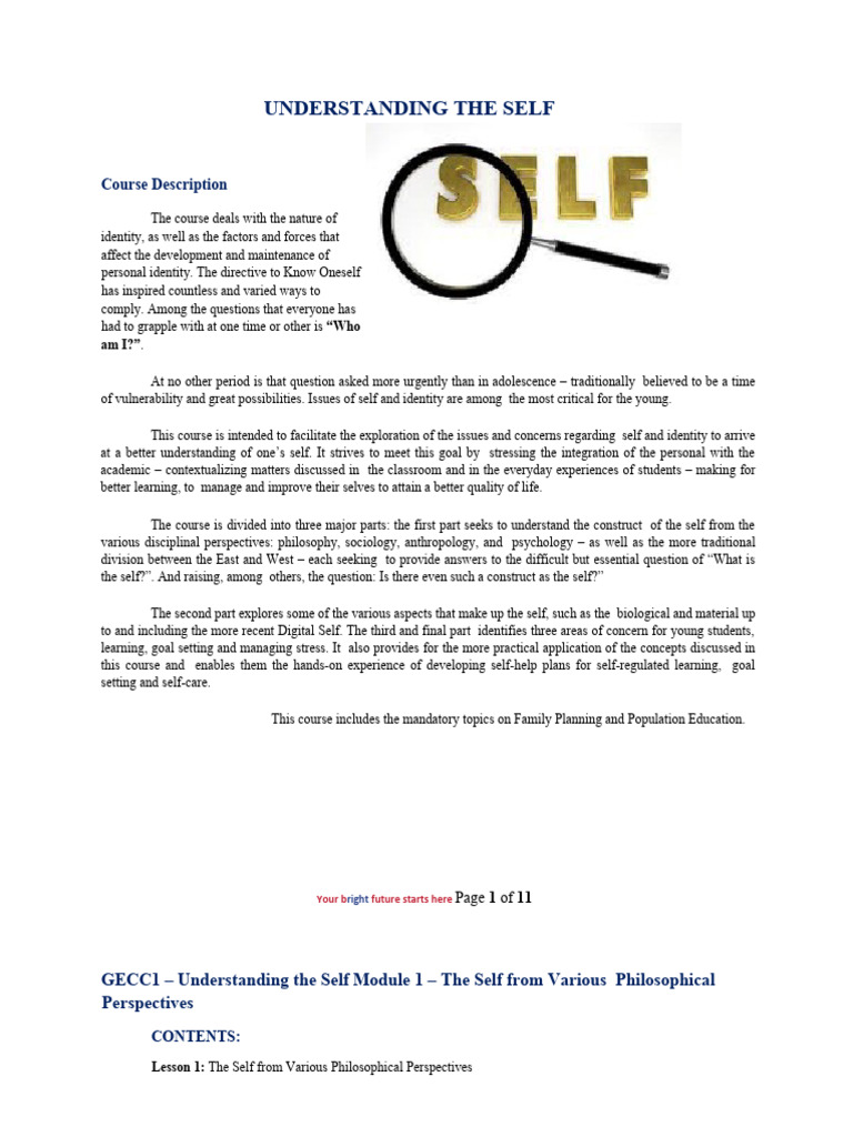 UTS Module 1 Lesson 1 | PDF | Soul | Philosophy Of Self