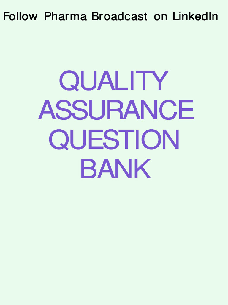 Quality Assurance Question Bank | PDF