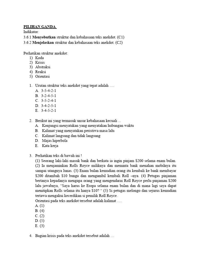 Latihan Soal PH Anekdot | PDF
