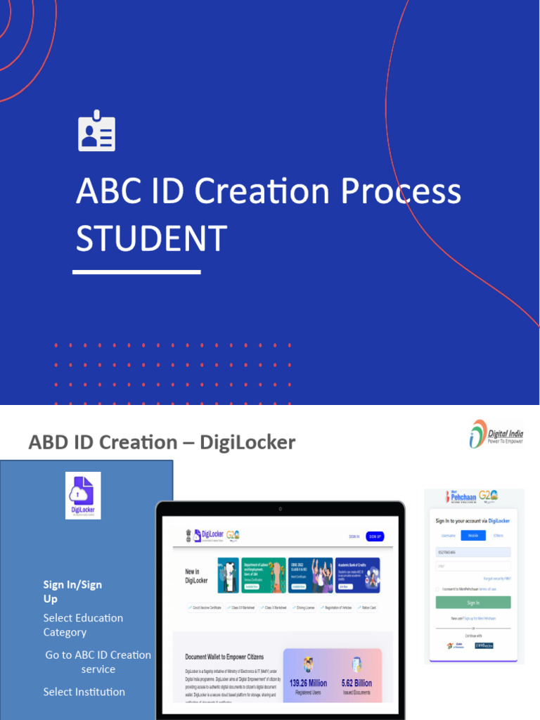 ABC ID Creation Guide for Students | PDF | Finance & Money Management