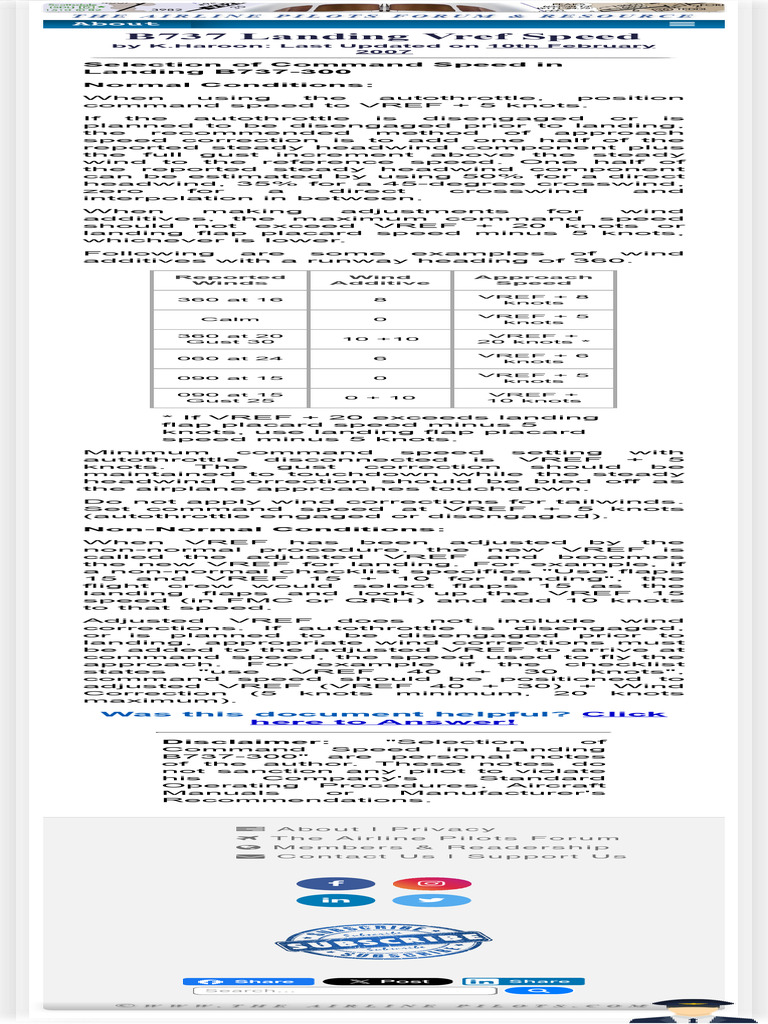 B737 Landing Vref Speedbvvv | PDF | Wound | Airliner