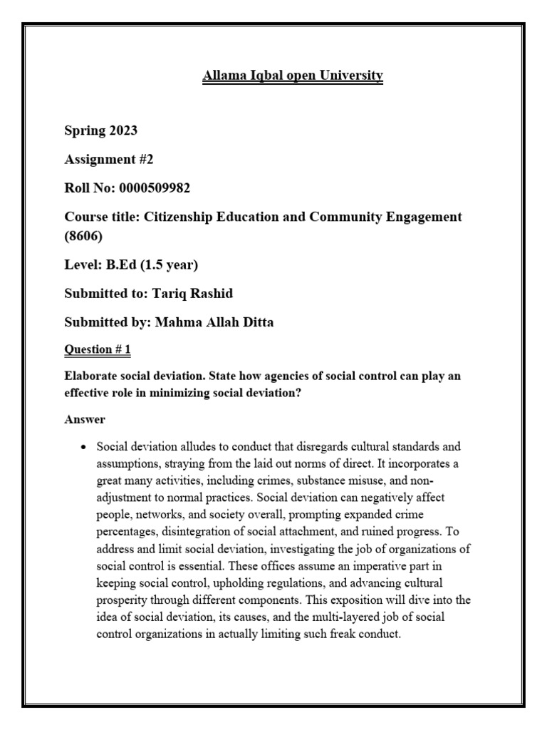 8606 Assignment #2 | PDF | Motivation | Motivational