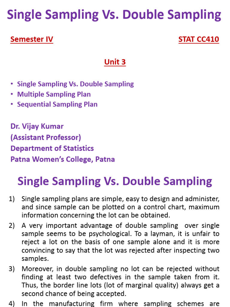 Single Sampling Vs. Double Sampling | PDF | Sampling (Statistics) | Sequence