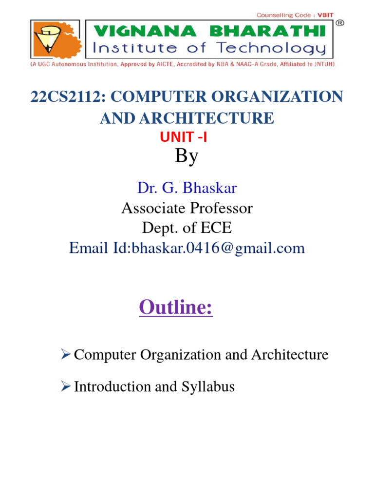 Coa Unit I Ppts Merged | Download Free PDF | Computer Data Storage | Input/Output