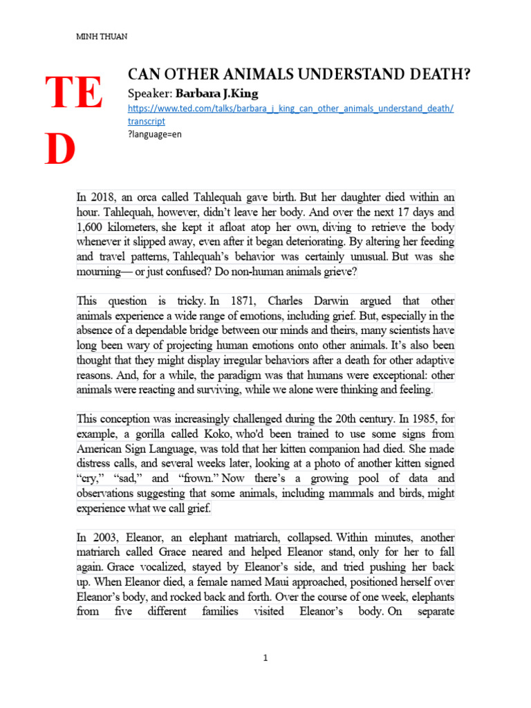 Ted 1 | PDF | Grief | Emotions