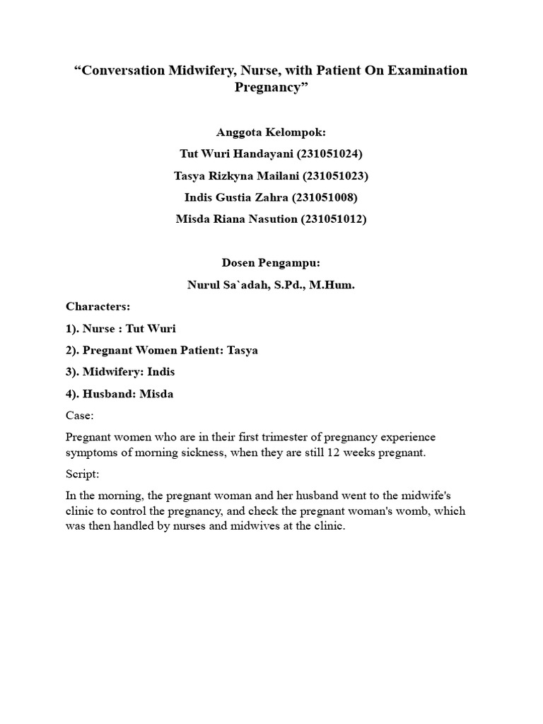 Dialog Examination Pregnancy | PDF | Midwifery | Pregnancy