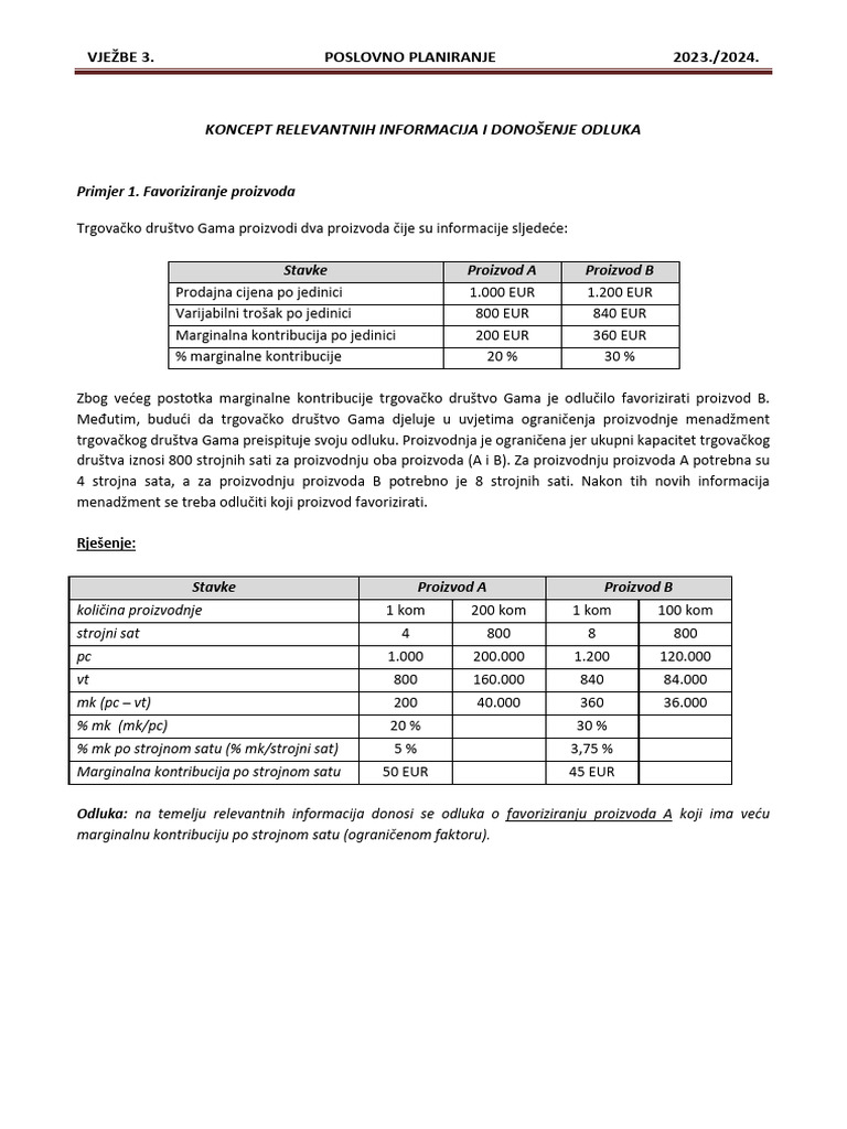 Vježbe 3. Relevantne Informacije - 2024 - Rješenja | PDF