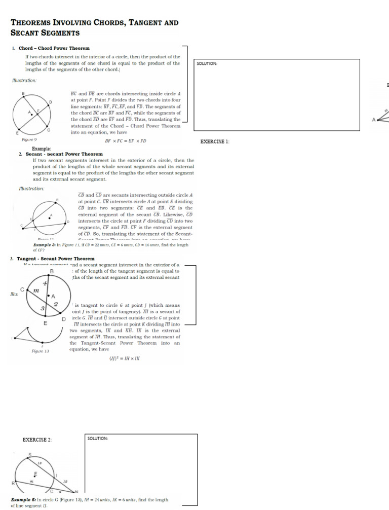 Power Theorems Worksheet | PDF | Language Arts & Discipline
