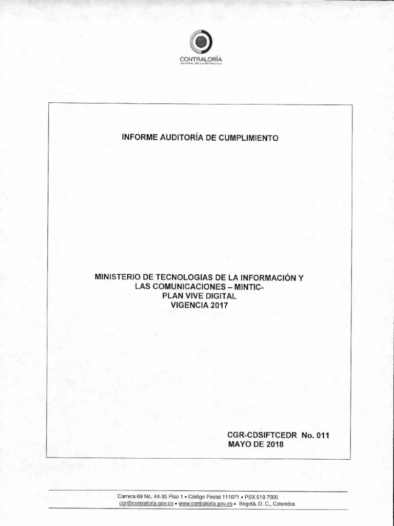 011 Cumplimiento Plan Vive Digital Mintic | PDF | Auditoría | Internet
