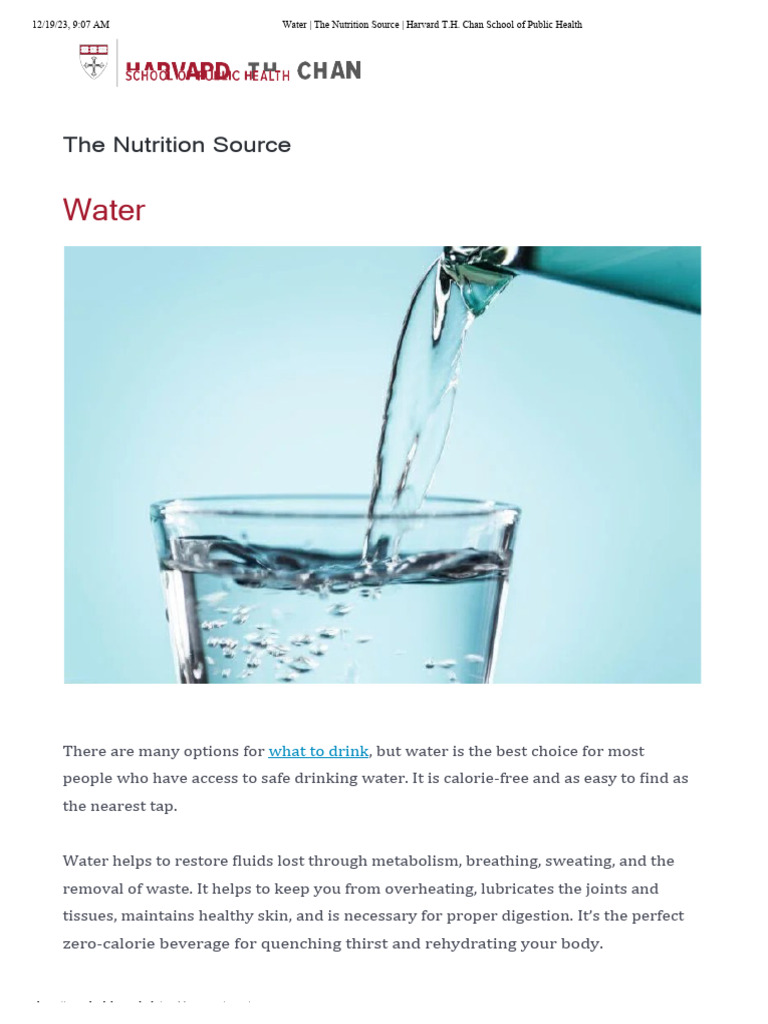 Water - The Nutrition Source - Harvard T.H. Chan School of Public ... Water - The Nutrition Source - Harvard T.H. Chan School of Public ...