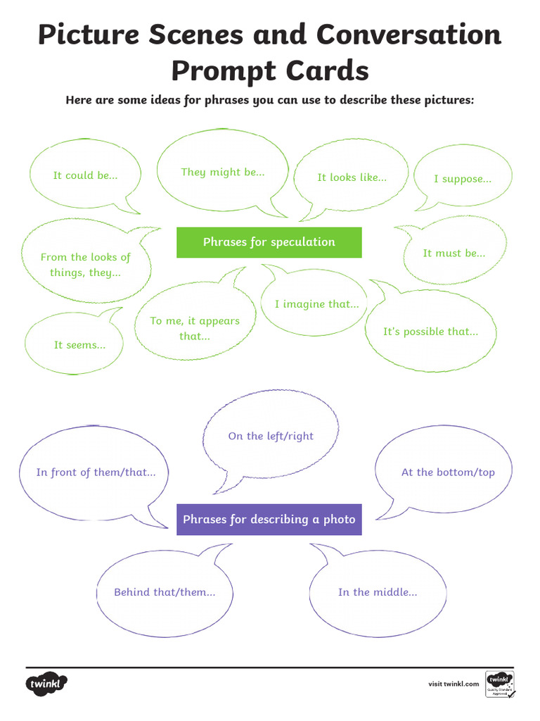 Conversation Cards for Picture Scenes | PDF | Games & Activities ...