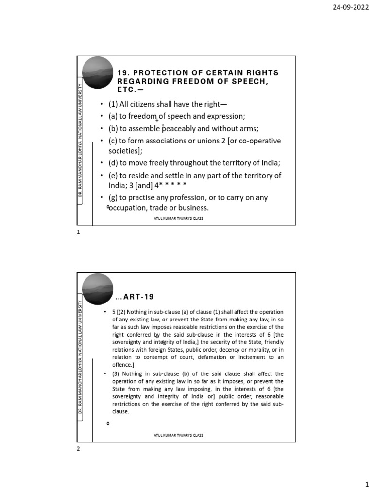 Article 19: Fundamental Rights Overview | PDF | Citizenship | Newspapers