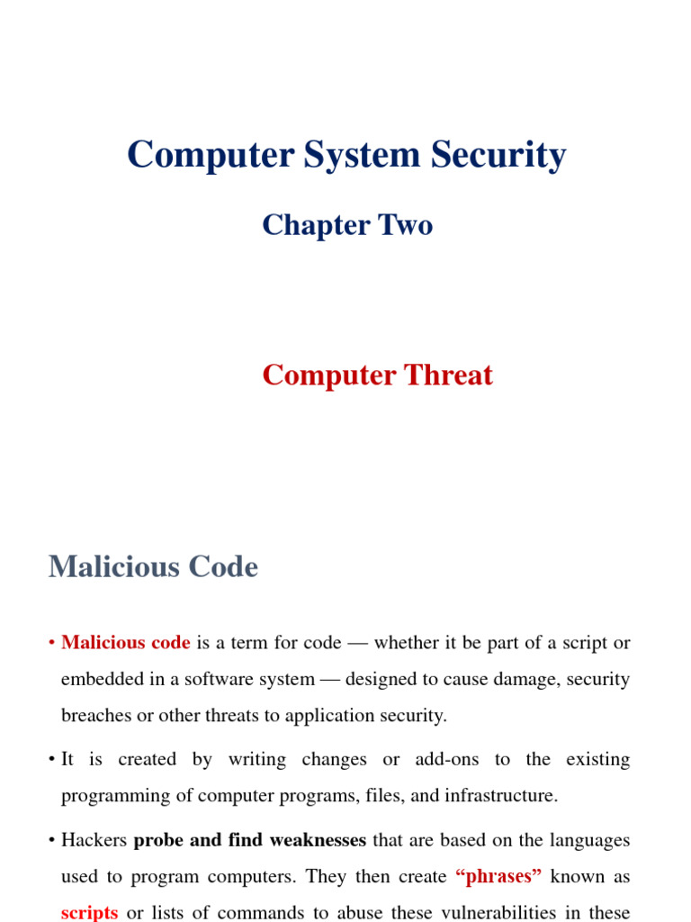 CH- 2 Computer Threat | PDF | Denial Of Service Attack | Malware