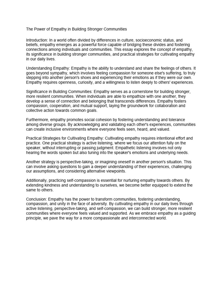 The Power of Empathy in Building Stronger Communities | PDF | Empathy ... The Power of Empathy in Building Stronger Communities | PDF | Empathy ...
