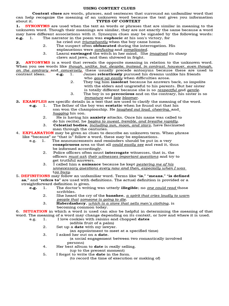 Context Clues | PDF