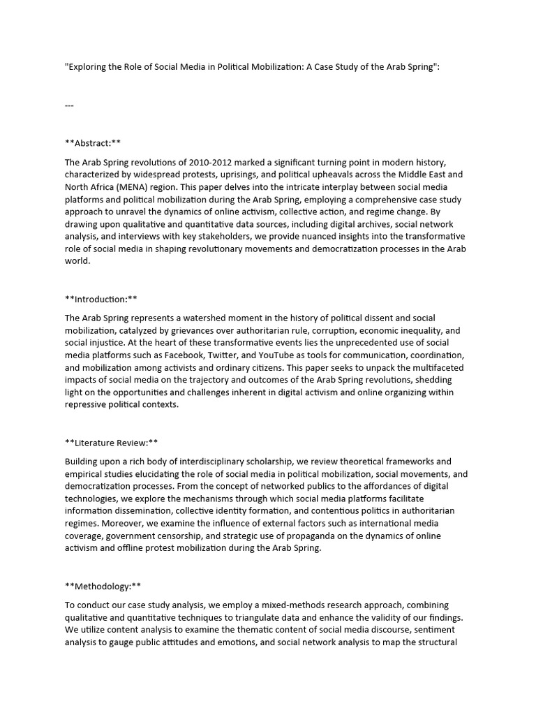 Exploring The Role of Social Media in Political Mobilization | PDF ...