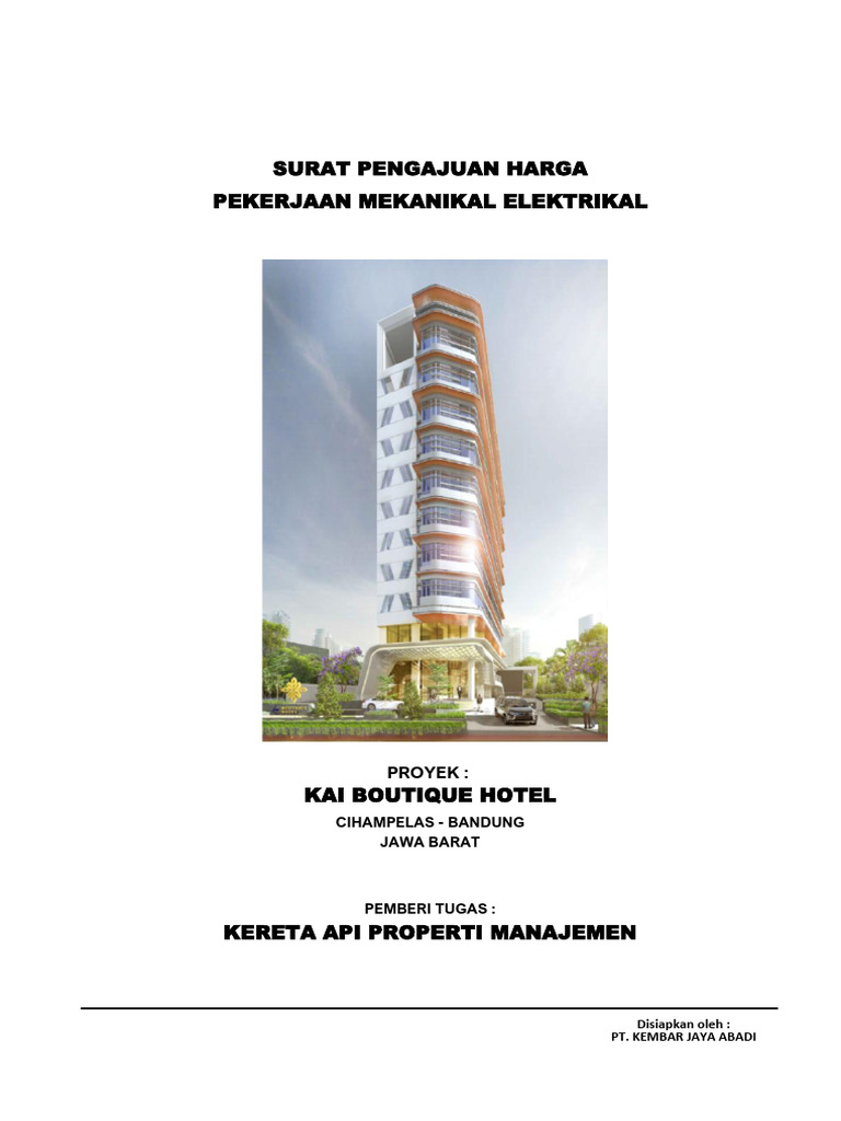 SPH Pekerjaan Mechanical Electrical Hotel Boutique Kai Cihampelas | PDF