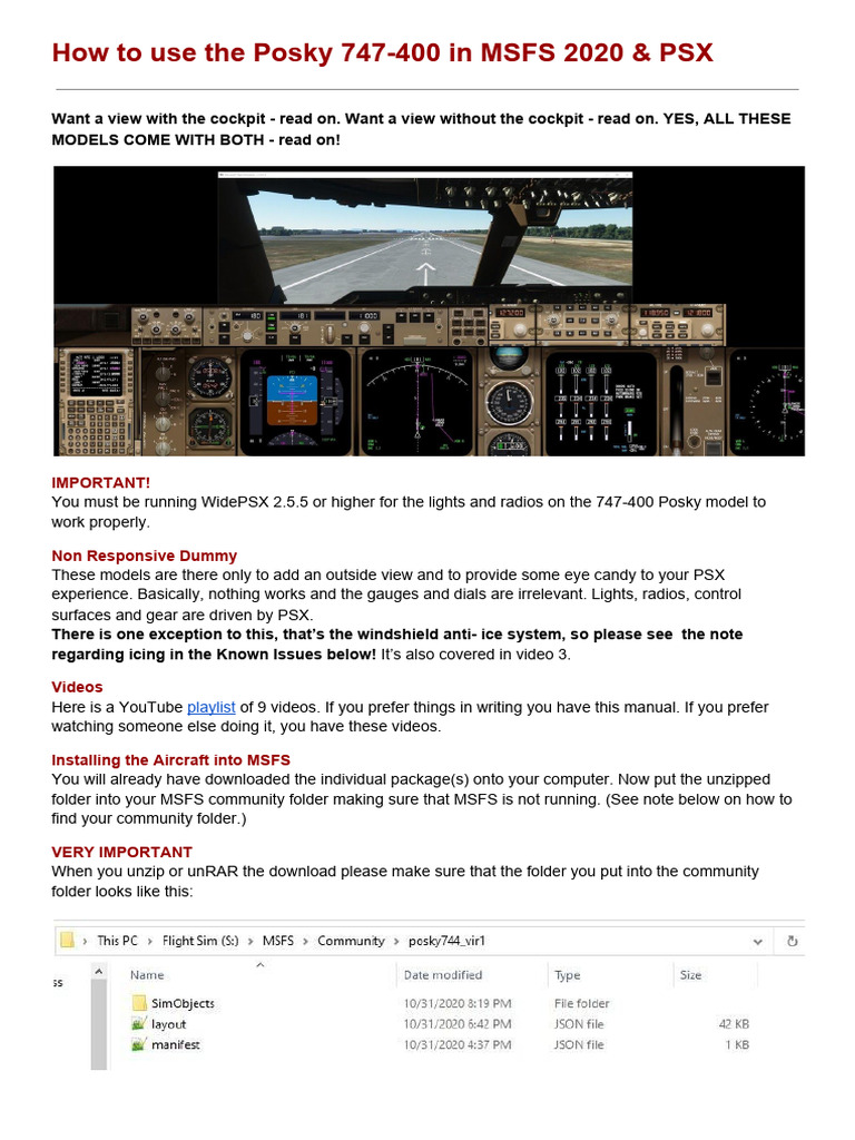 How To Use The Posky 747-400 in MSFS 2020 & PSX | PDF | Software ...
