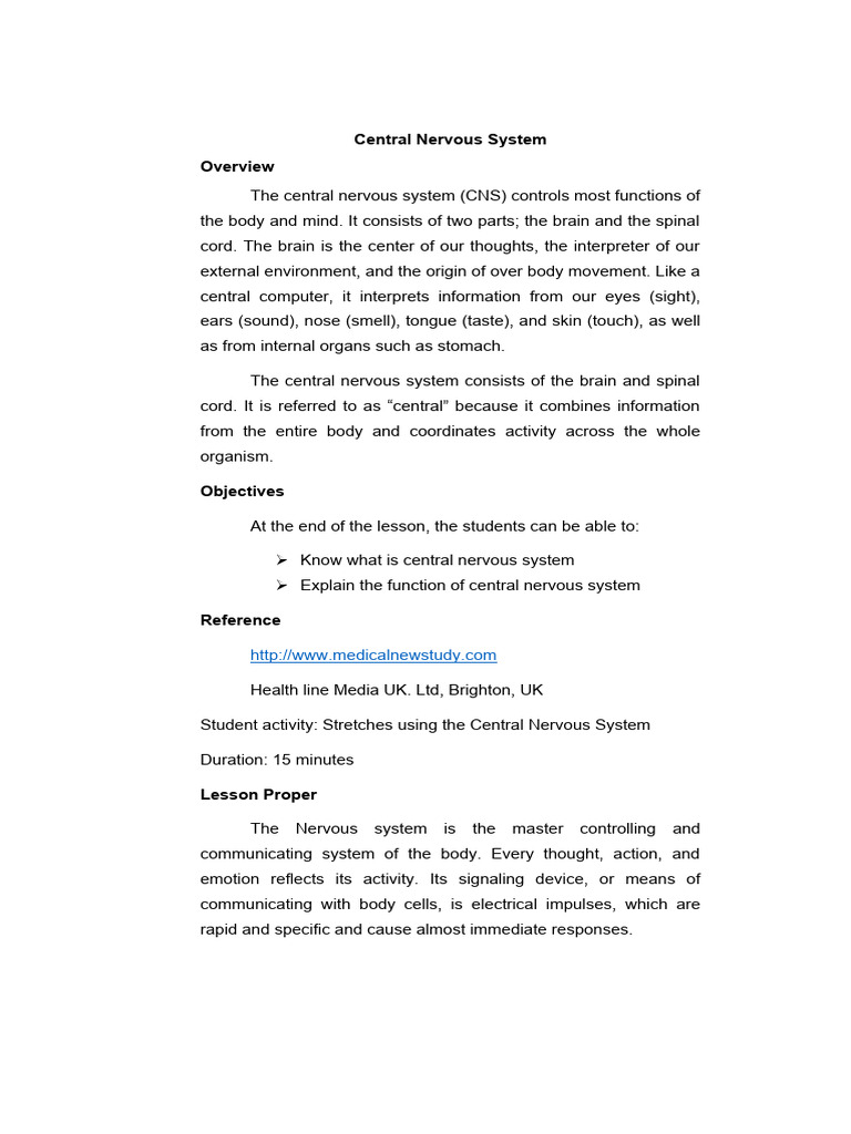 Module 7 Nervous System | PDF | Central Nervous System | Nervous System