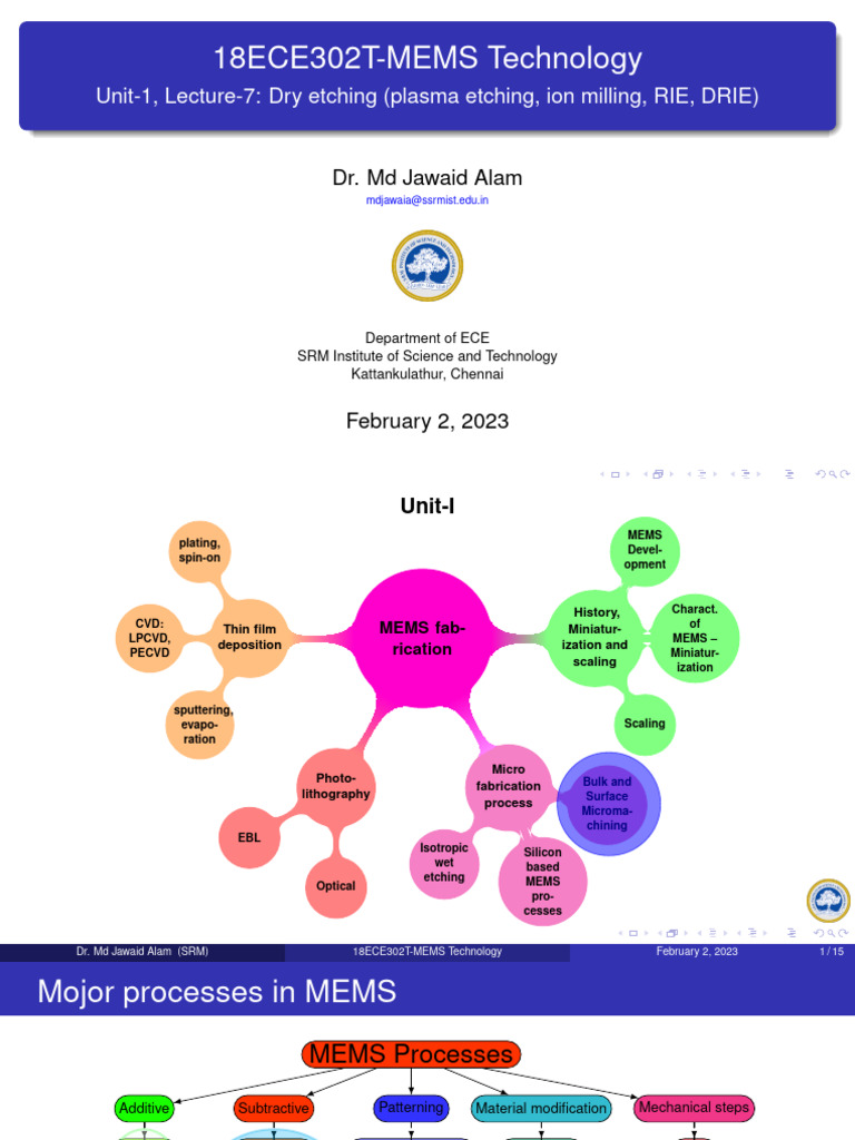 Dry Etching Techniques in MEMS | PDF | Solid State Engineering | Physical Chemistry