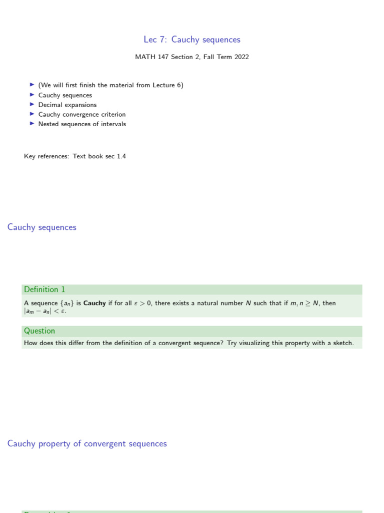 Lecture 7 | PDF | Sequence | Analysis
