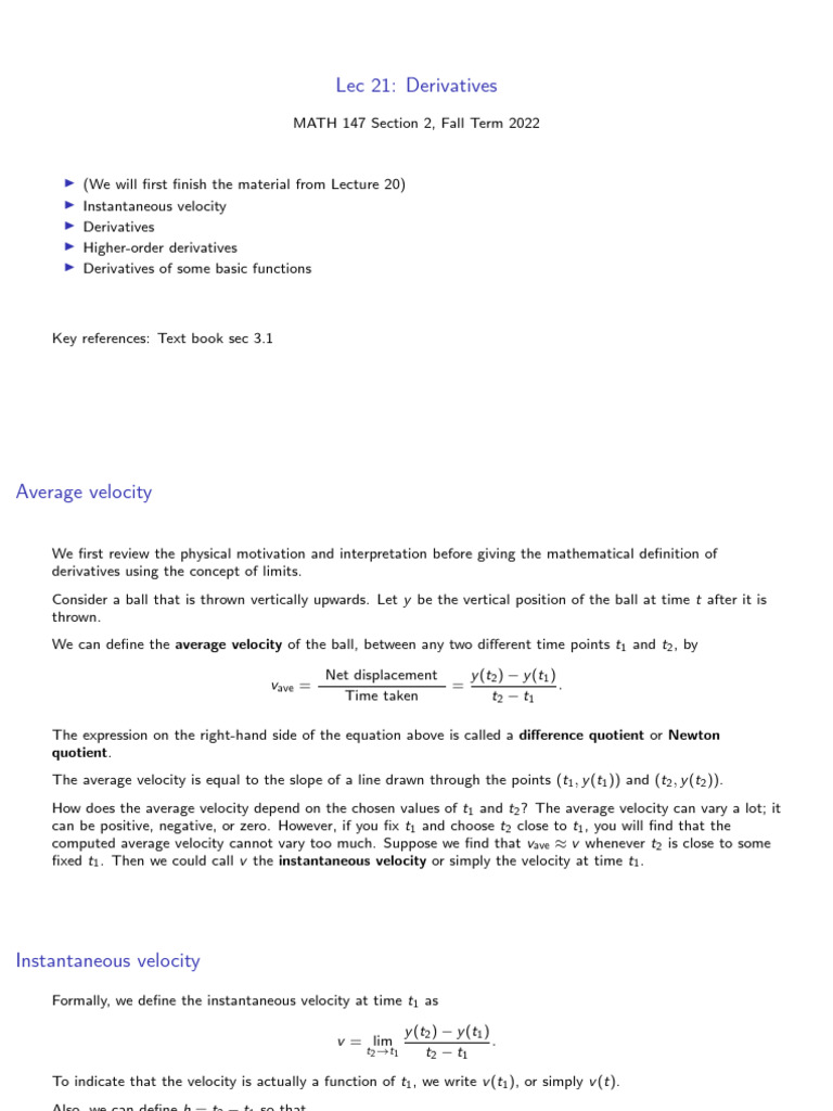 Lecture 21 | PDF | Derivative | Function (Mathematics)