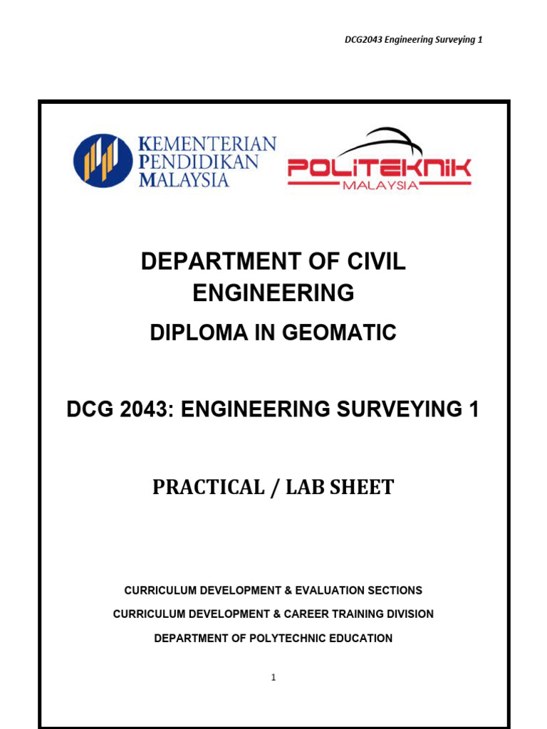 Engineering Surveying 1 Lab Guide | PDF | Surveying | Metrology