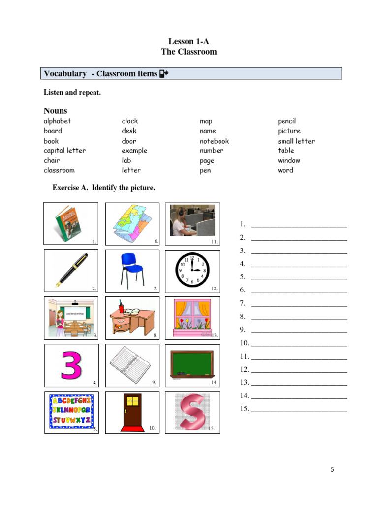 Lesson 1-A Classroom Items | PDF | Question | Grammatical Number